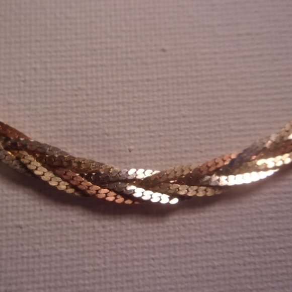 Vintage | Jewelry | Vintage Tri Color Braided Chain Necklace 2 L | Poshmark